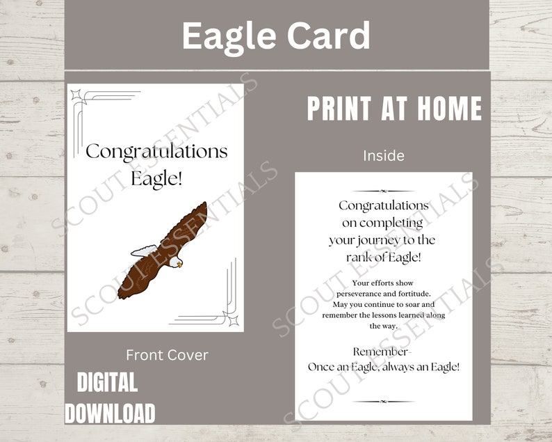 Eagle Card Printable at Home - Etsy