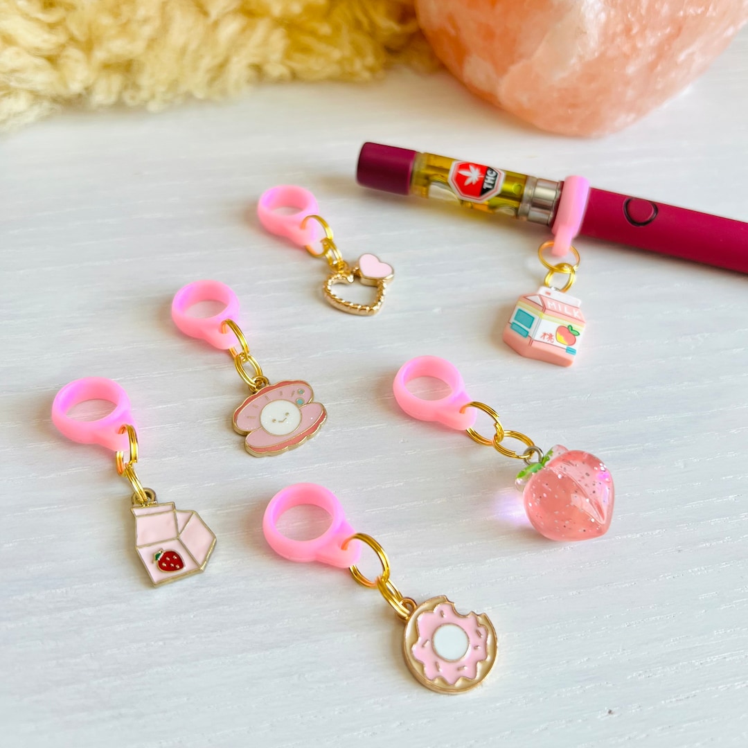 Pink Vape Charms / Cute Weed Leaf Charms With Pink Silicone - Etsy