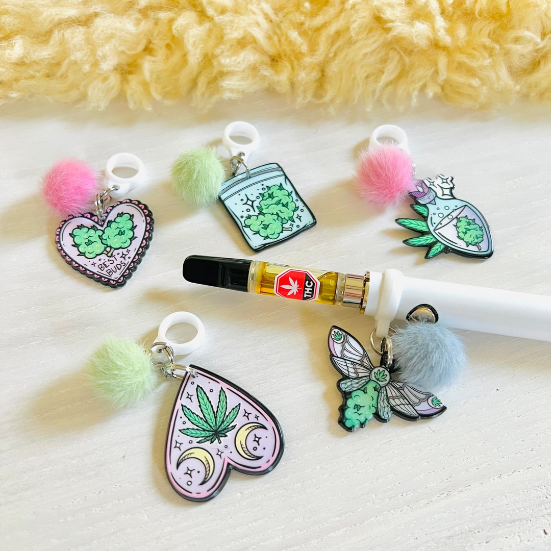 Witchy Weed Vape Charms / Cute Weed Leaf Charms With Pompom and ...