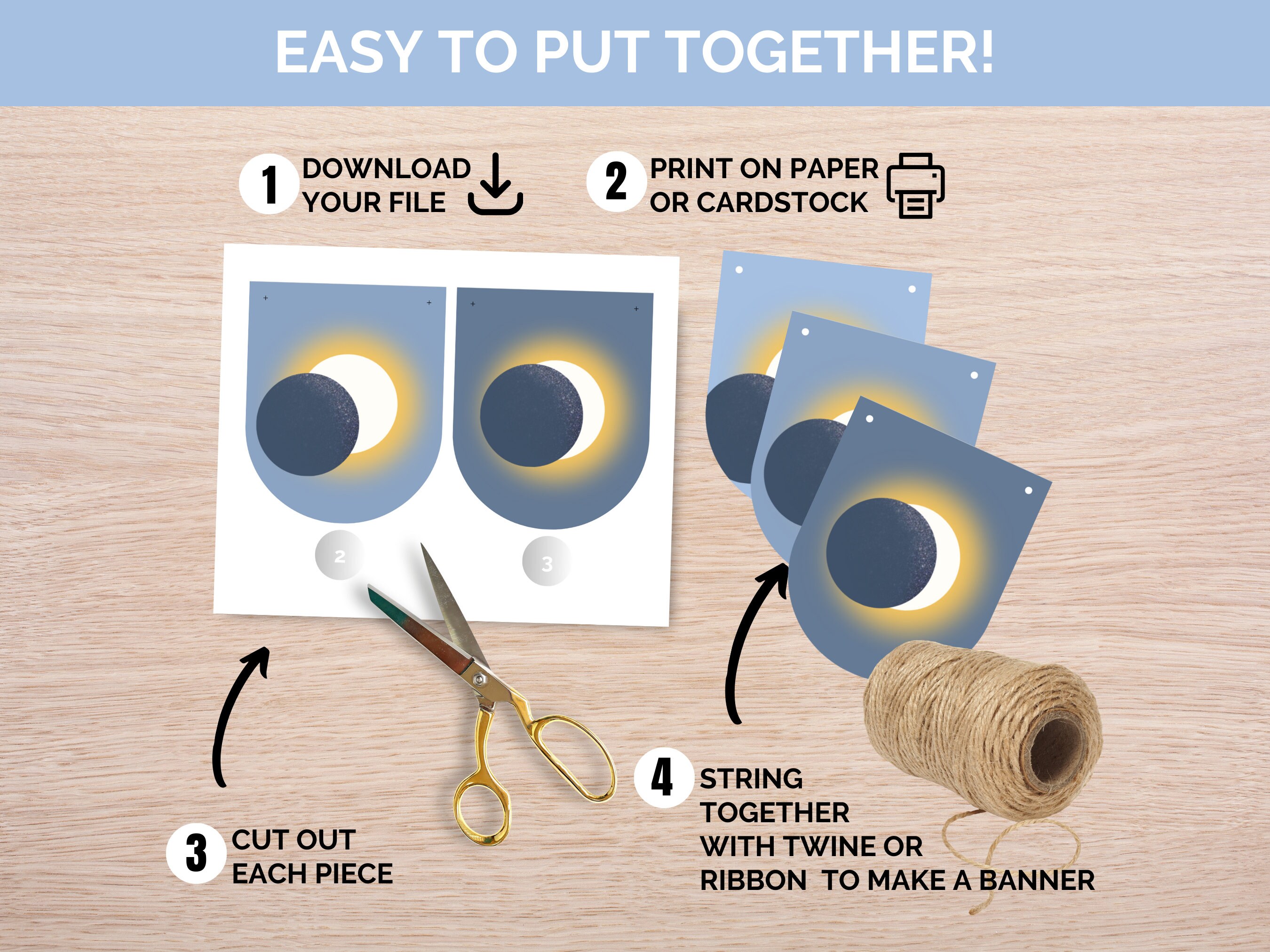 Solar Eclipse 2024 Party Banner, Printable Digital Download, Decoration ...