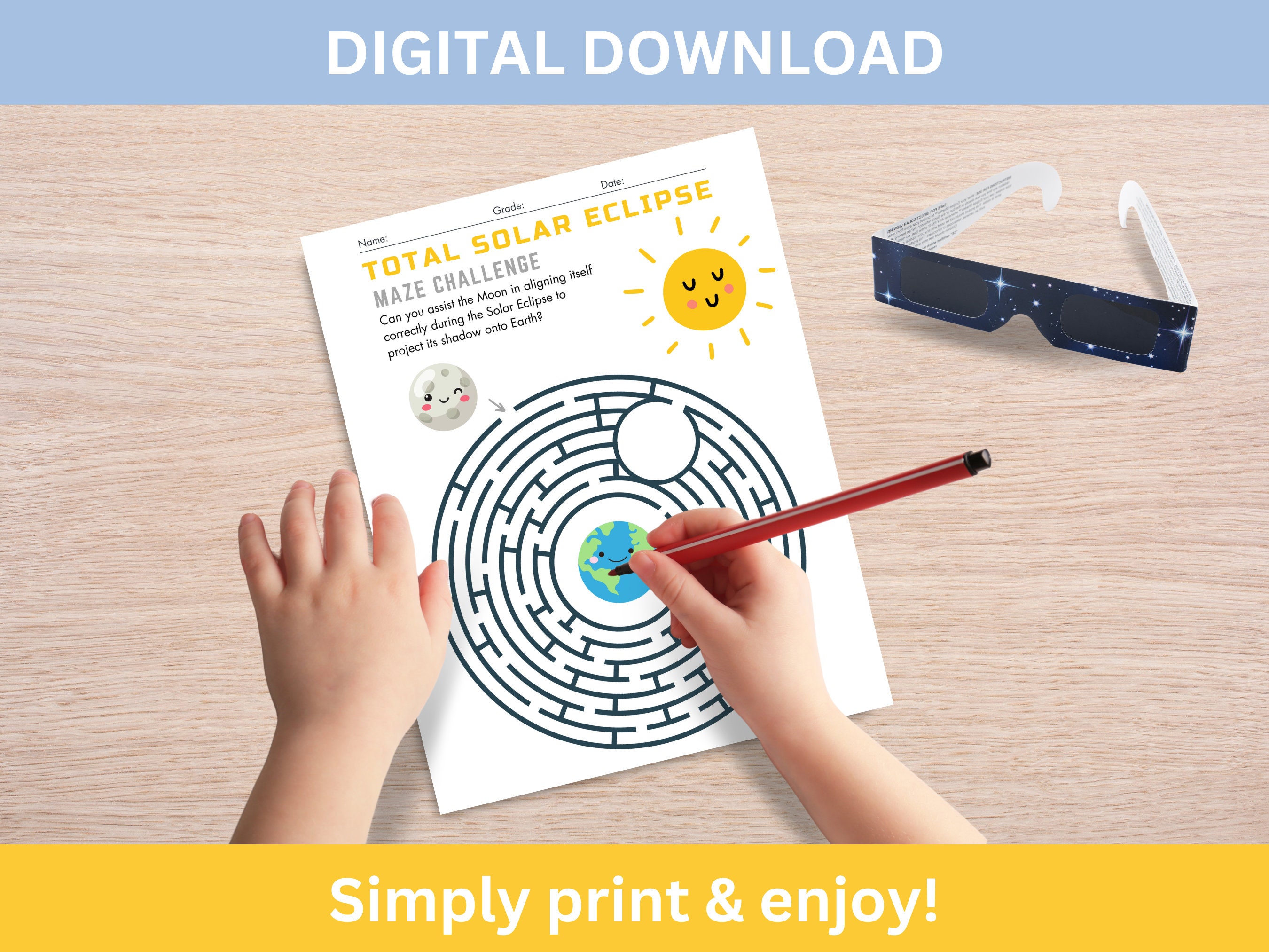 Solar Eclipse 2024 Activities, Eclipse Party, Kids Activities, Maze ...