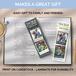 Solar Eclipse 2024, Custom Bookmark, Memory Keepsake, Photo Bookmark ...