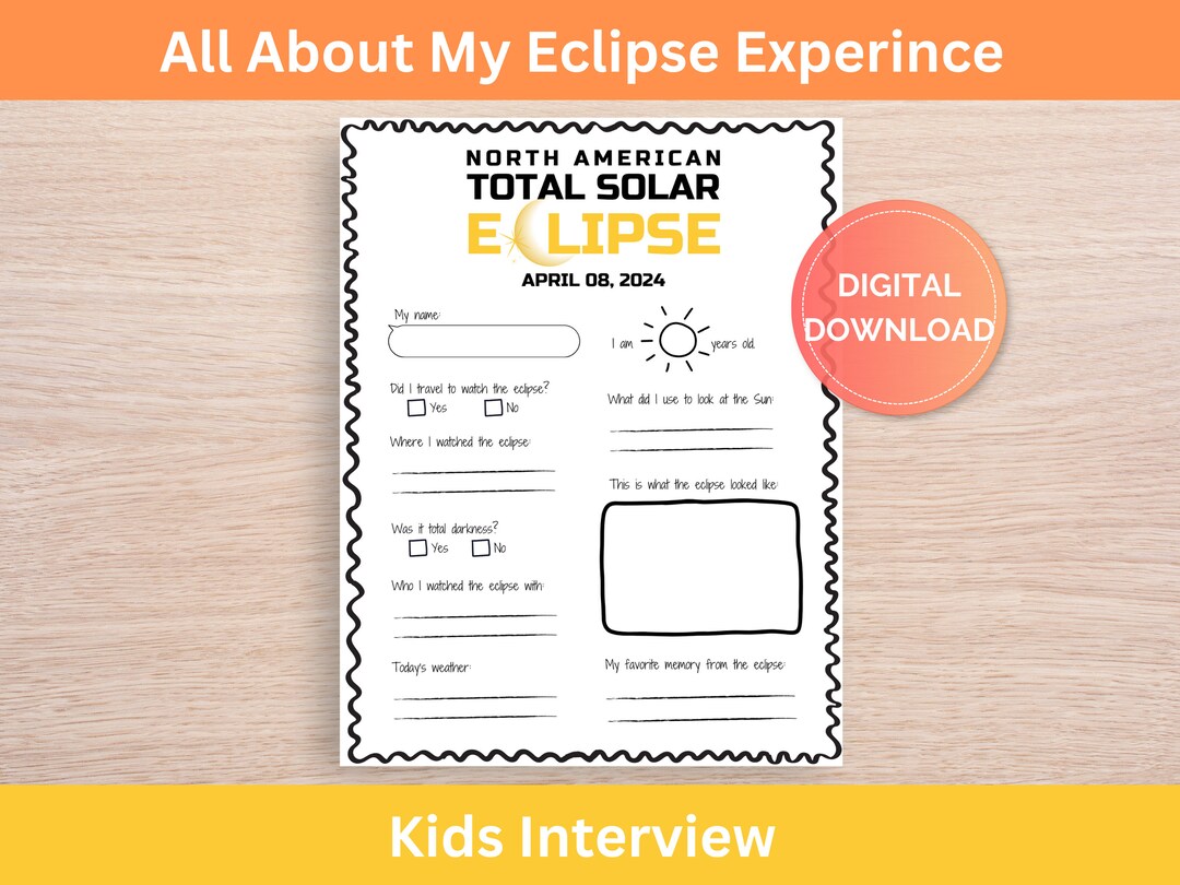 Eclipse Interview, Eclipse Party Activity, Kids Questionnaire, All ...