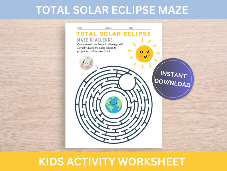 Solar Eclipse 2024 Activities, Eclipse Party, Kids Activities, Maze ...