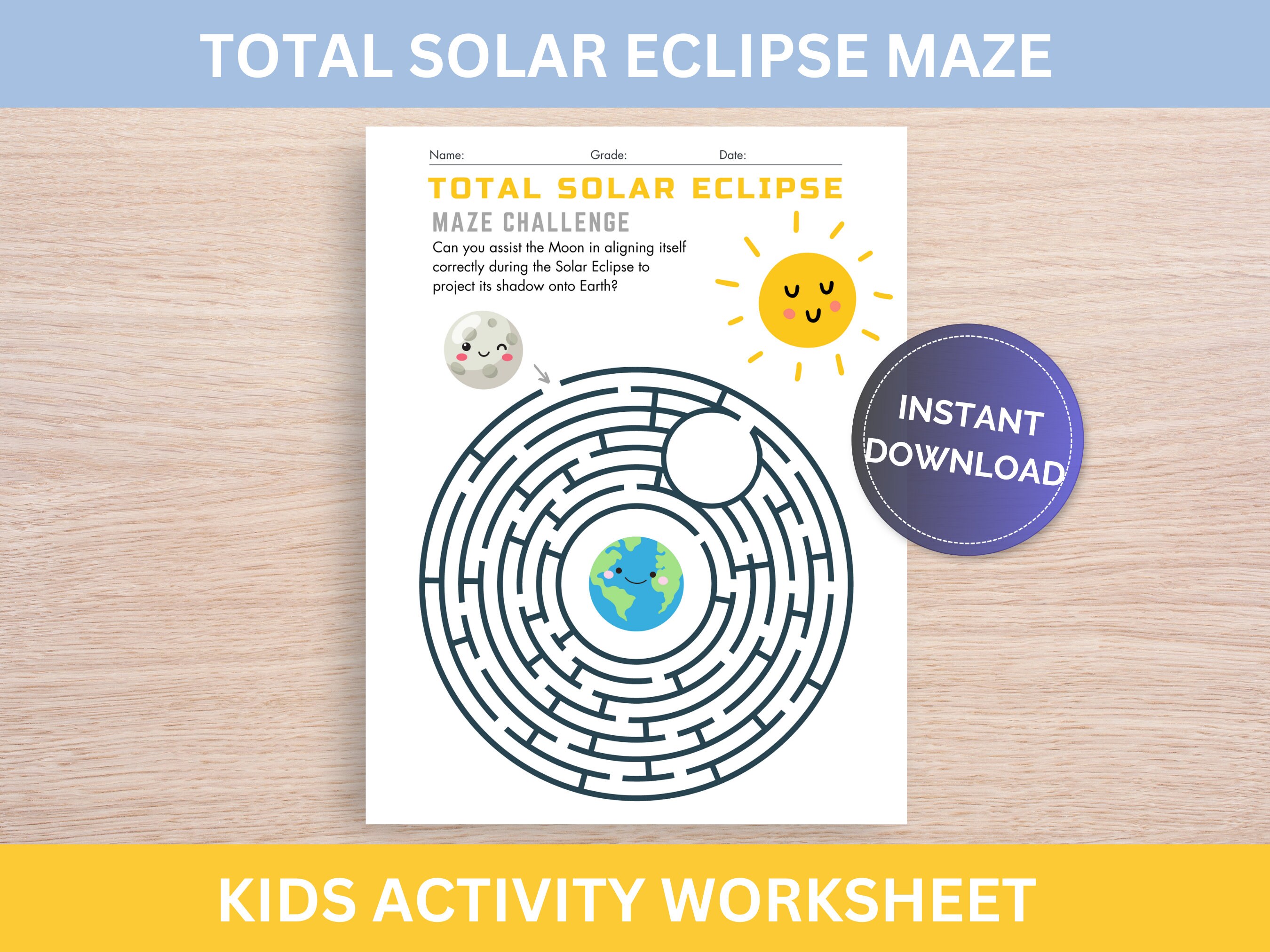 Solar Eclipse 2024 Activities, Eclipse Party, Kids Activities, Maze ...