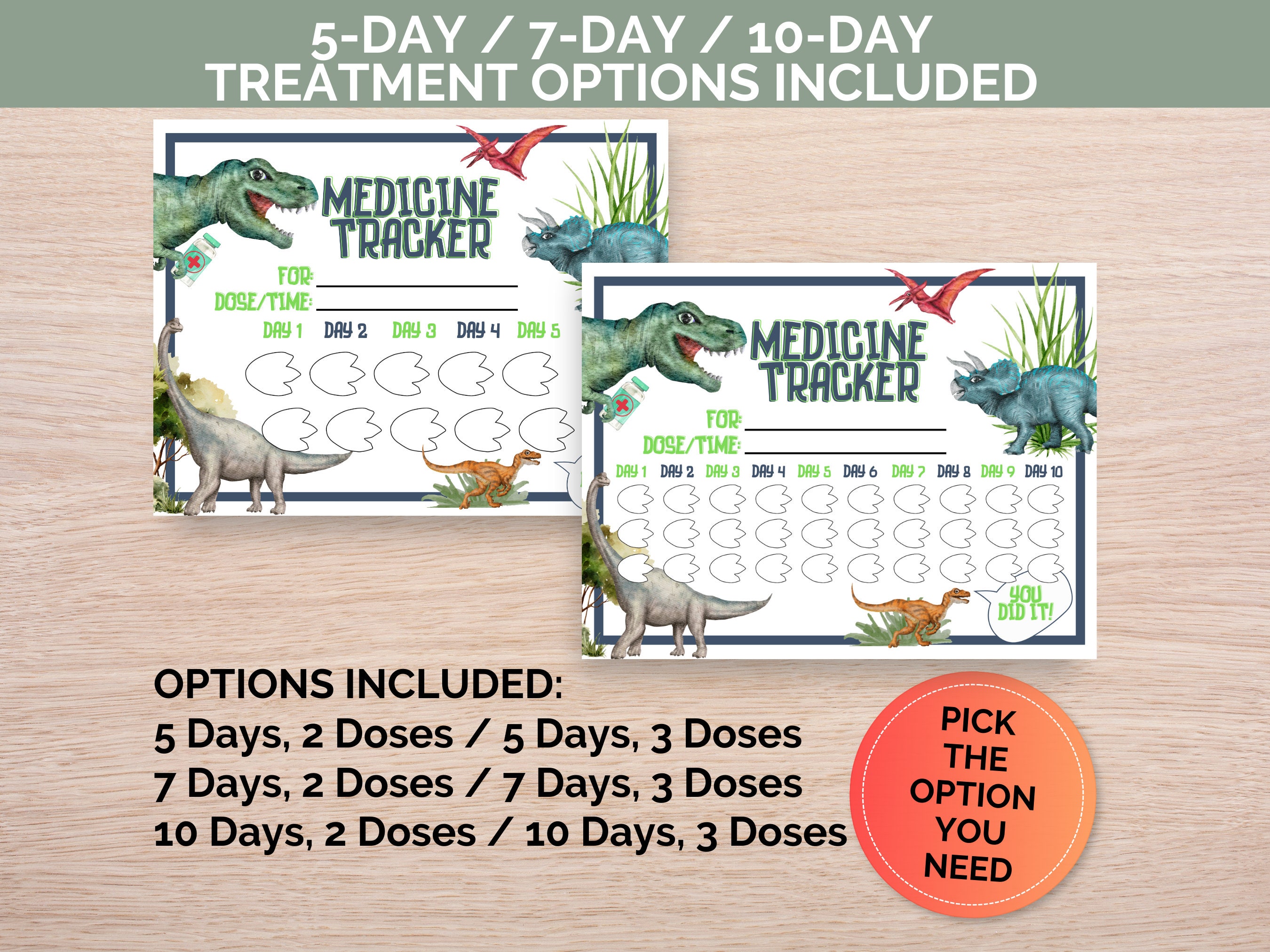 Kids Antibiotic Dosage Medication Tracker, Dinosaur Download, Printable ...