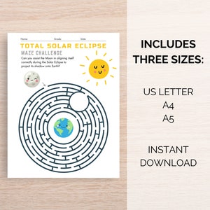 Solar Eclipse 2024 Activities, Eclipse Party, Kids Activities, Maze ...