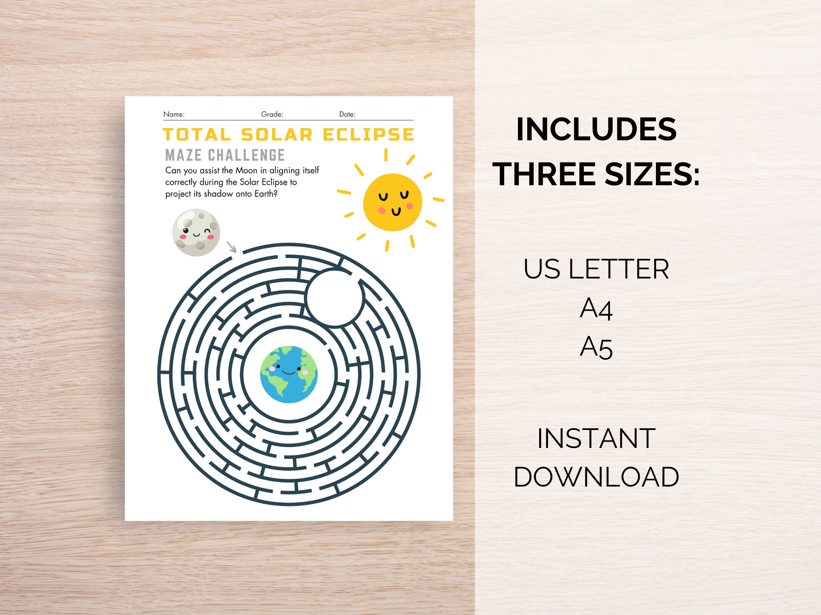 Solar Eclipse 2024 Activities, Eclipse Party, Kids Activities, Maze ...