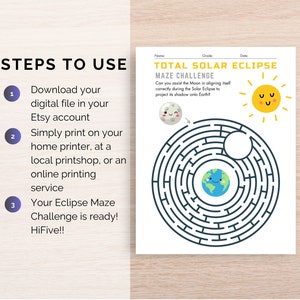 Solar Eclipse 2024 Activities, Eclipse Party, Kids Activities, Maze ...