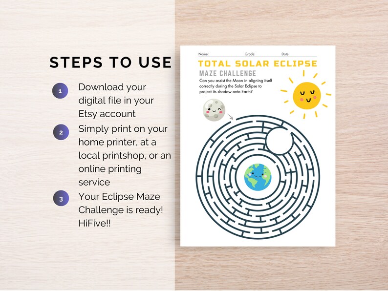 Solar Eclipse 2024 Activities, Eclipse Party, Kids Activities, Maze ...