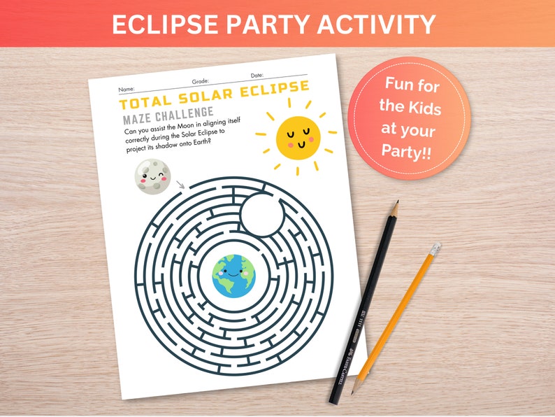 Solar Eclipse 2024 Activities, Eclipse Party, Kids Activities, Maze ...