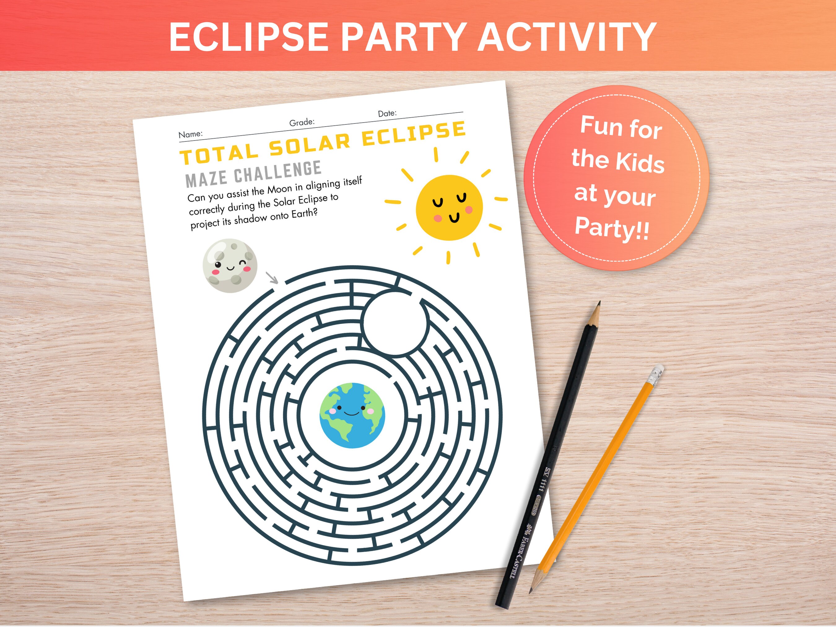 Solar Eclipse 2024 Activities, Eclipse Party, Kids Activities, Maze ...