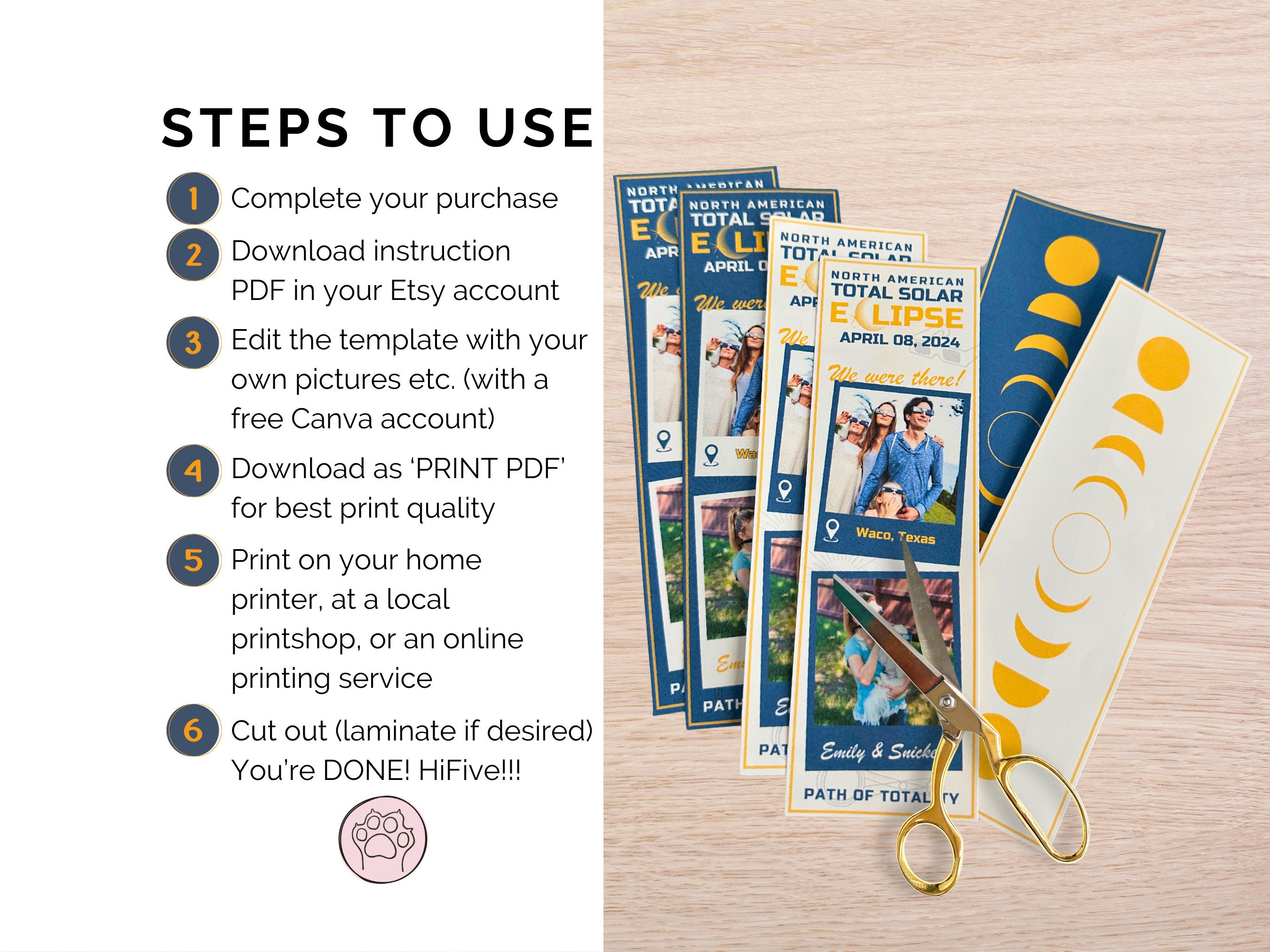 Solar Eclipse 2024, Custom Bookmark, Memory Keepsake, Photo Bookmark ...