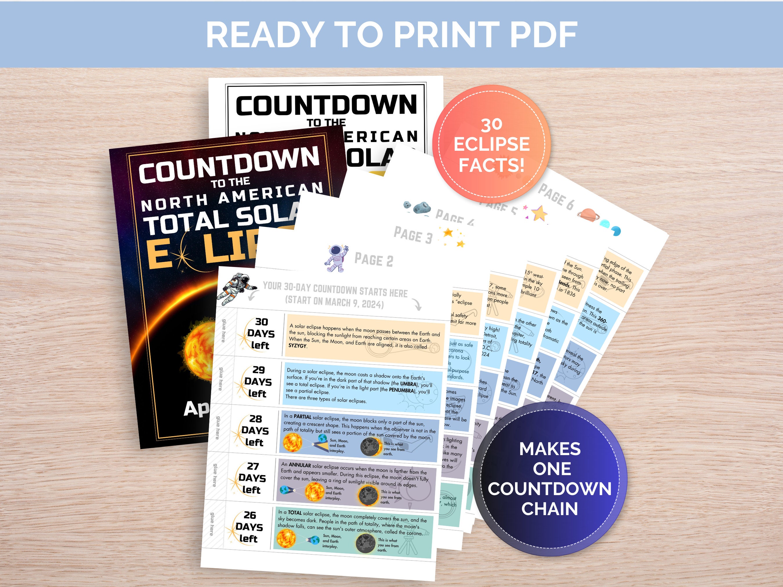 Solar Eclipse 2024 Activities, Kids Activities, Paper Countdown Chain ...