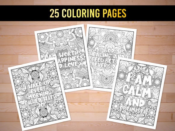 Positive Affirmations Coloring Pages, Coloring Book, Instant Download ...