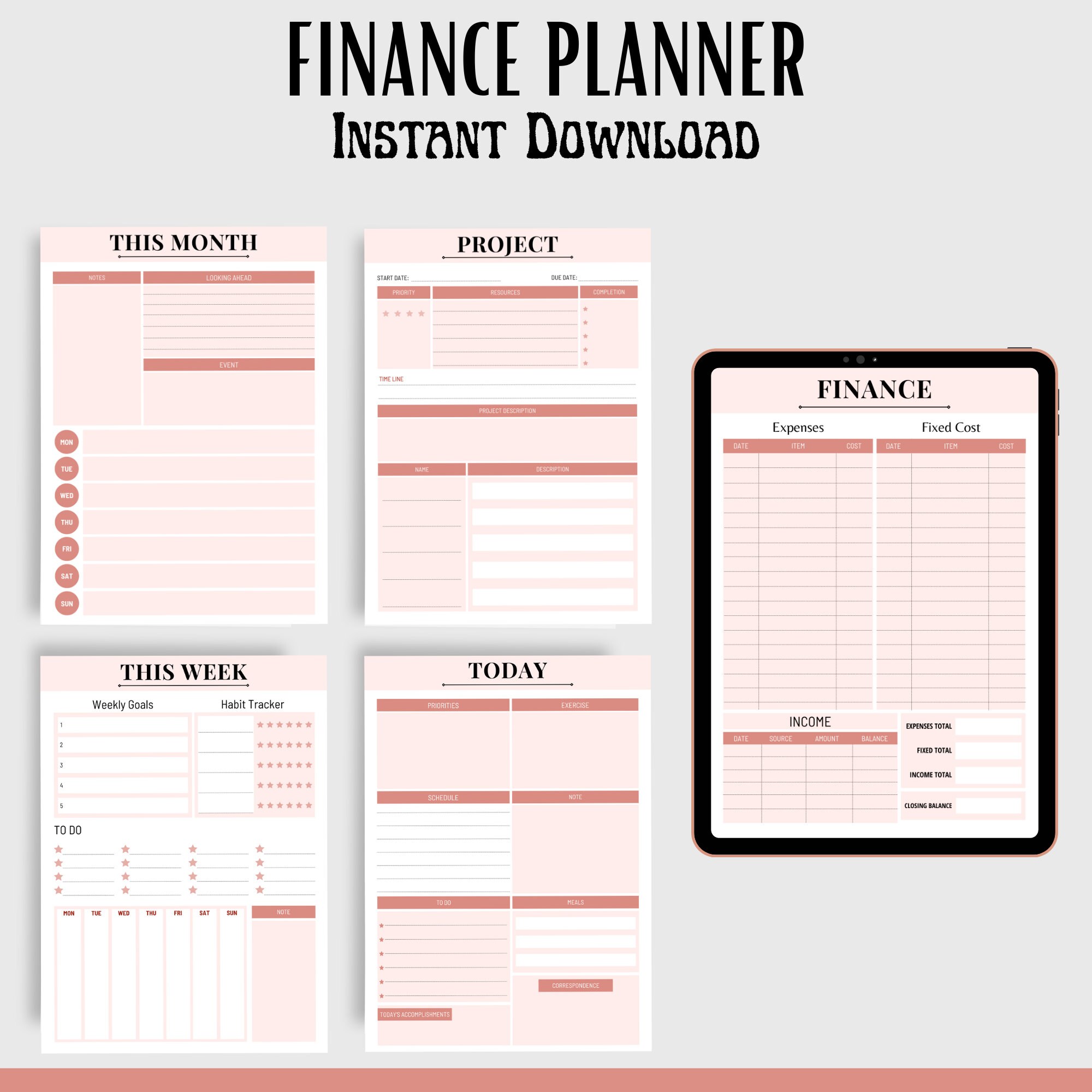 Financial Planner Printable, Printable Planner, Instant Download, PDF ...