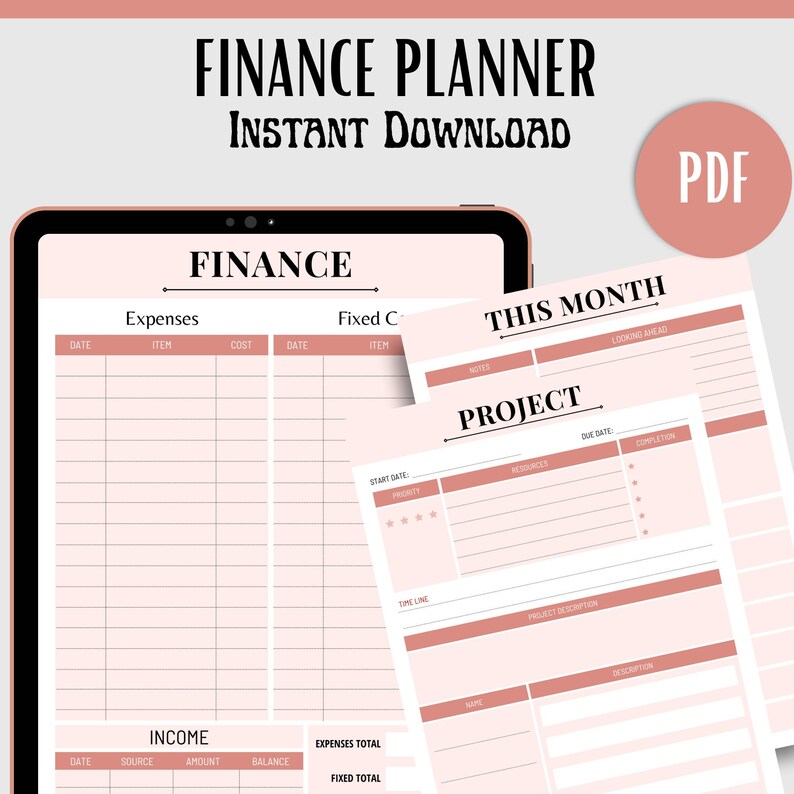 Financial Planner Printable, Printable Planner, Instant Download, PDF ,finance Planner, Finance ...