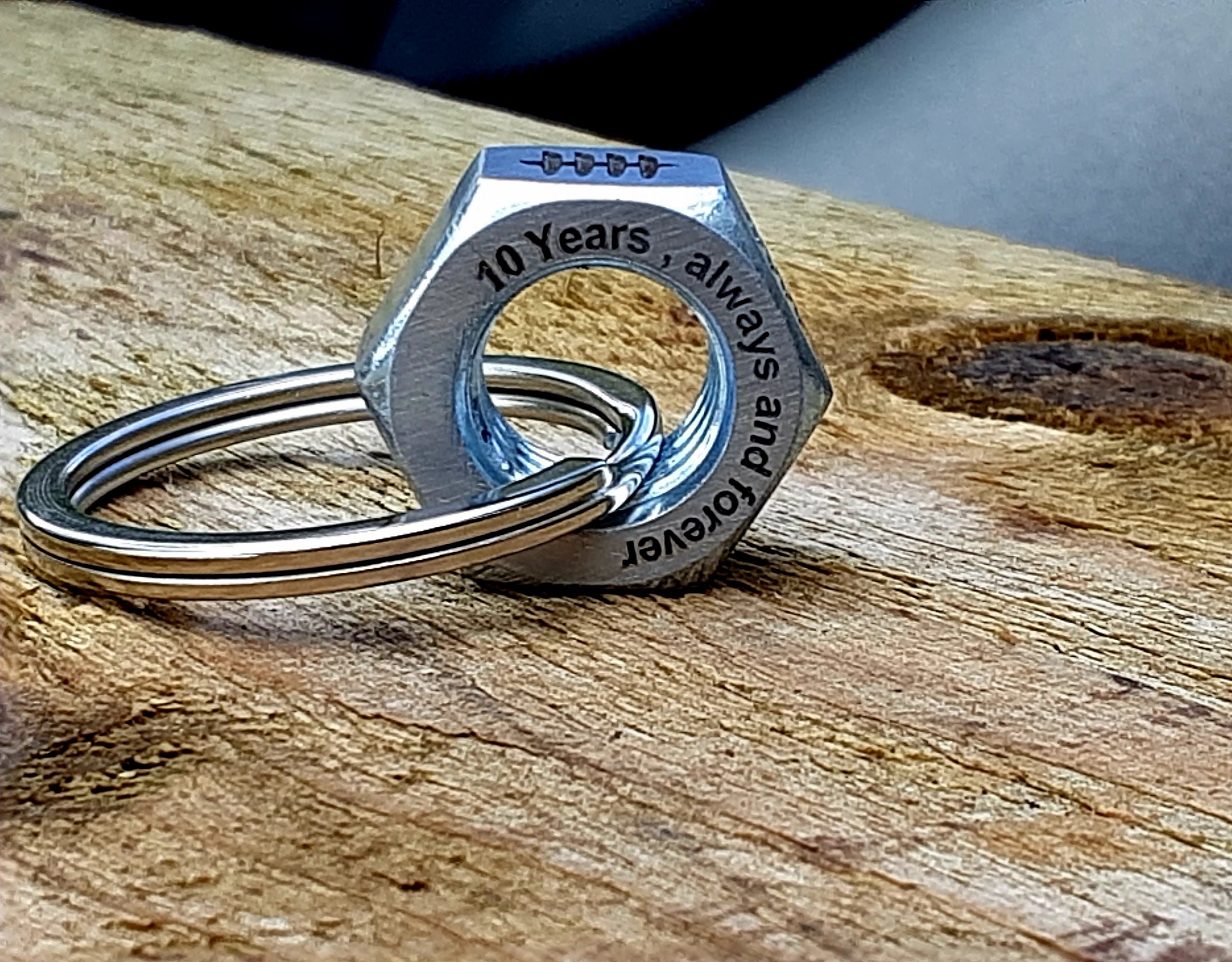 10 TALLY MARK Nut Keyring Husband Wife Gift for Men Wife 10th - Etsy