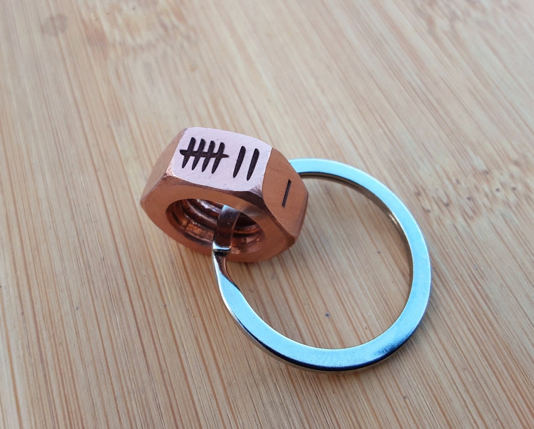 7 Years Tally Mark I Still Do Hex Nut 7 Year Hash Copper Keychain ...