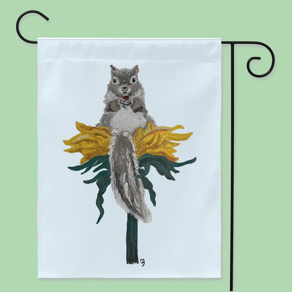 Sunflower Squirrel Garden Flags, Squirrel Yard Flag, Sunflower Garden ...