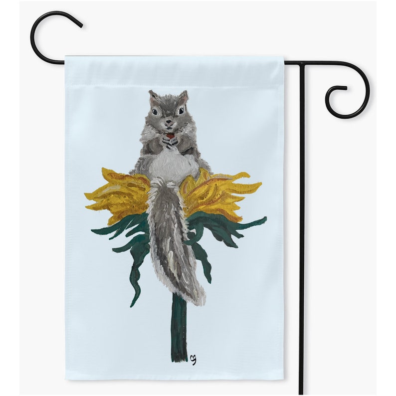 Sunflower Squirrel Garden Flags, Squirrel Yard Flag, Sunflower Garden ...