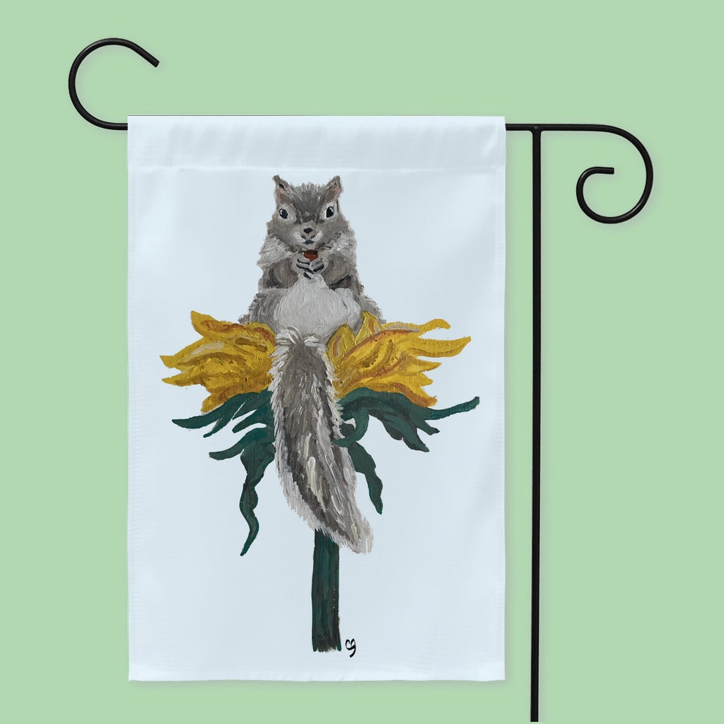 Sunflower Squirrel Garden Flags, Squirrel Yard Flag, Sunflower Garden ...