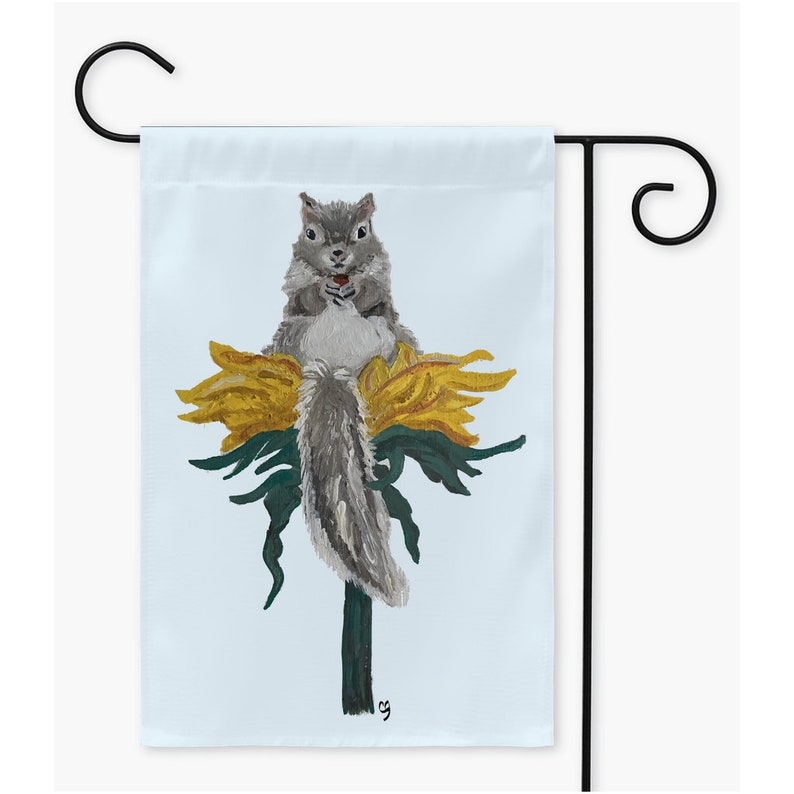 Sunflower Squirrel Garden Flags, Squirrel Yard Flag, Sunflower Garden ...