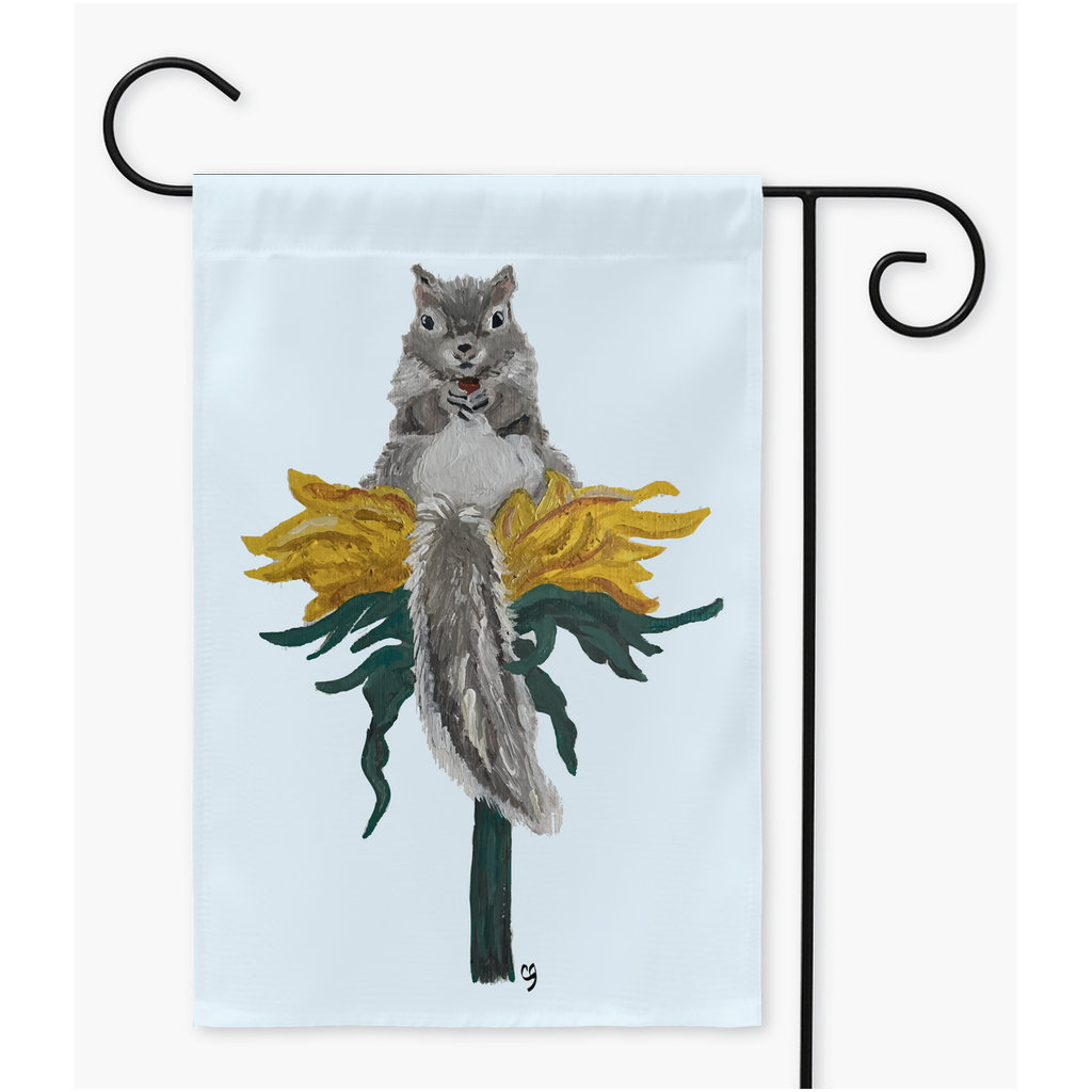 Sunflower Squirrel Garden Flags, Squirrel Yard Flag, Sunflower Garden ...