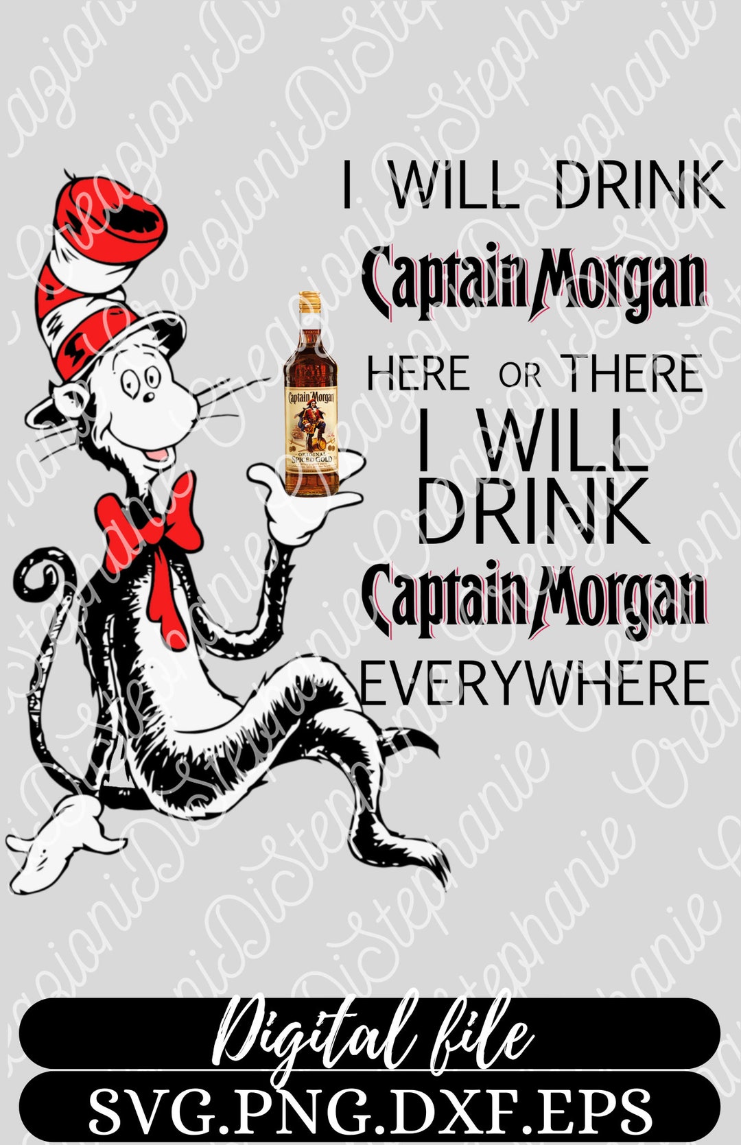 Cat in the Hat, Captain Morgan, SVG, Digital Download - Etsy