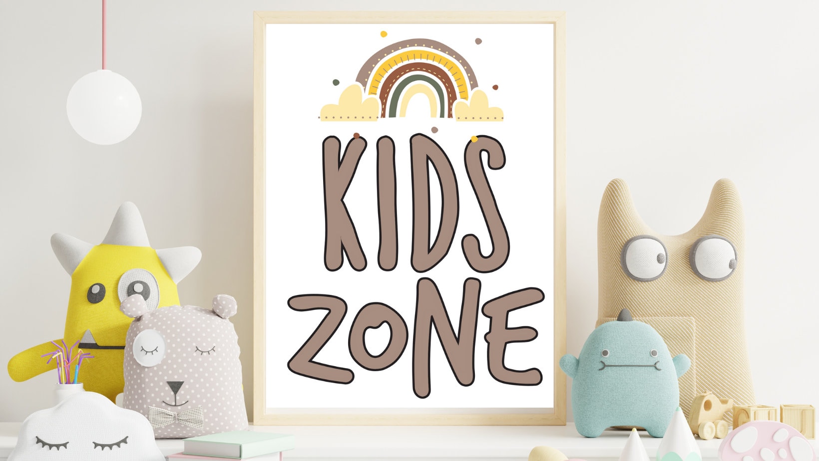 Kid Zone Sign, Play Room Art, Classroom Art, Colorful Kids Wall Art ...