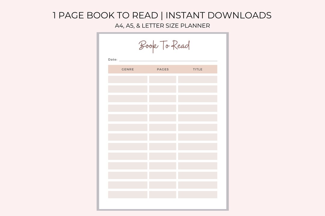 Book to Read | to Be Read Tracker | Book Tracker | Books to Read List ...