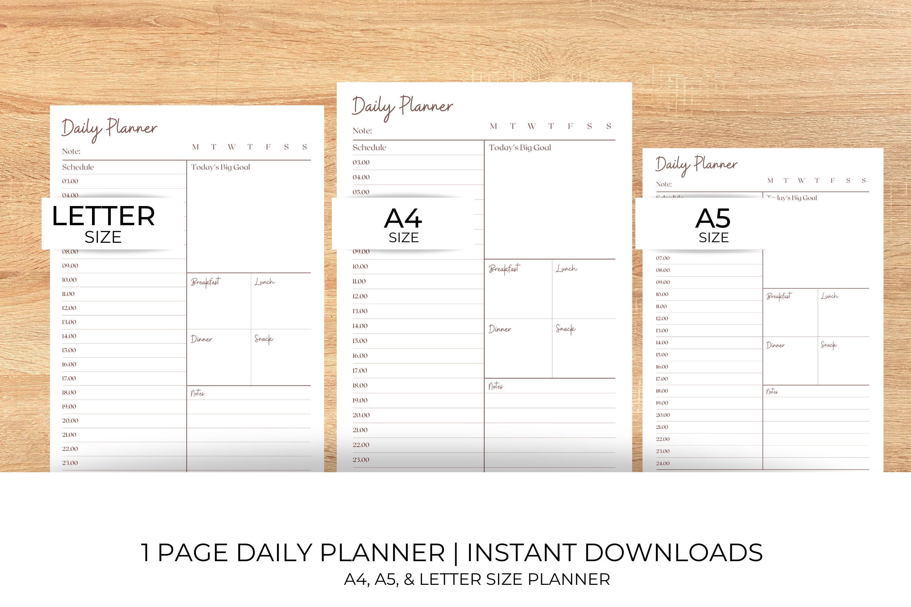 Daily Planner | Printable Daily Planner Sheet Simple Functional ...