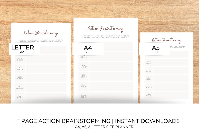 Action Brainstorming | Printable Planner | Thought Organizer | A4 SIZE ...
