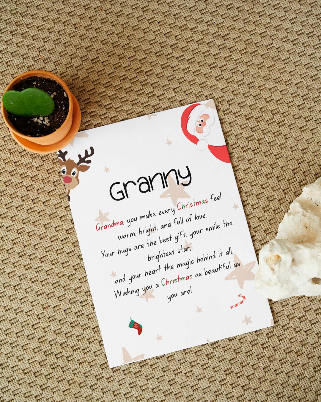 Grandma Christmas Greeting Card, Christmas Card for Grandmother, Cute ...