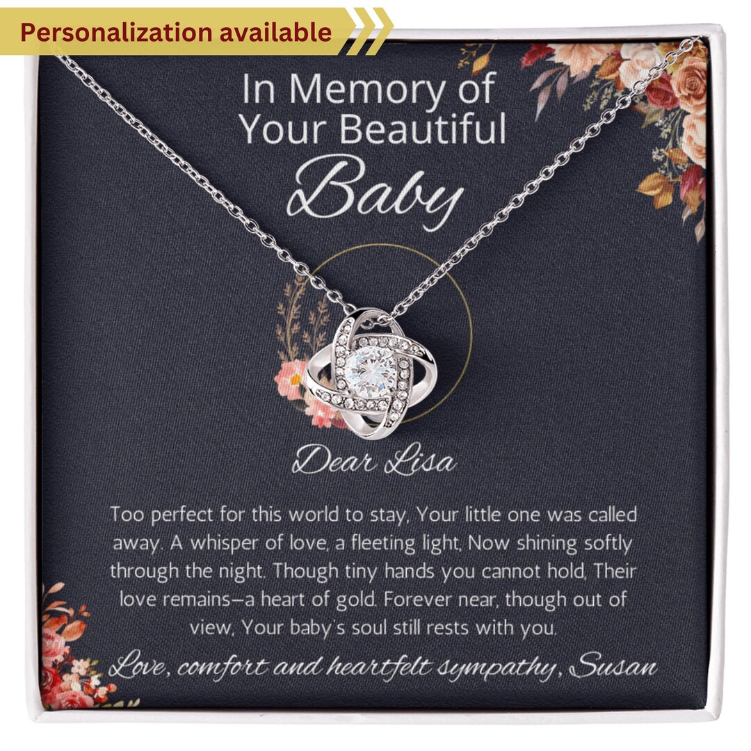 Baby Loss Gift, Infant Loss Gift, Personalized Love Knot Necklace, Loss ...