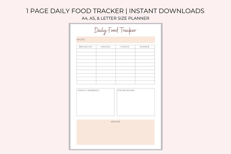 Daily Food Tracker | Daily Food Planner | Daily Food Journal | Instant ...