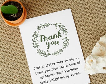 Personalised Thank You Card Custom Name Design With Heart Thoughtful ...