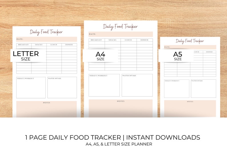 Daily Food Tracker | Daily Food Planner | Daily Food Journal | Instant ...