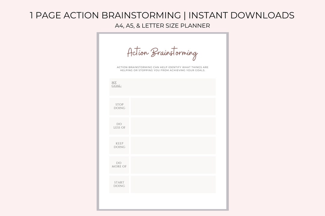 Action Brainstorming | Printable Planner | Thought Organizer | A4 SIZE ...