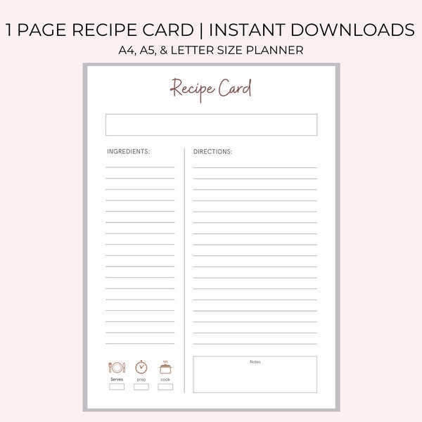 Recept sjabloon - Etsy Nederland