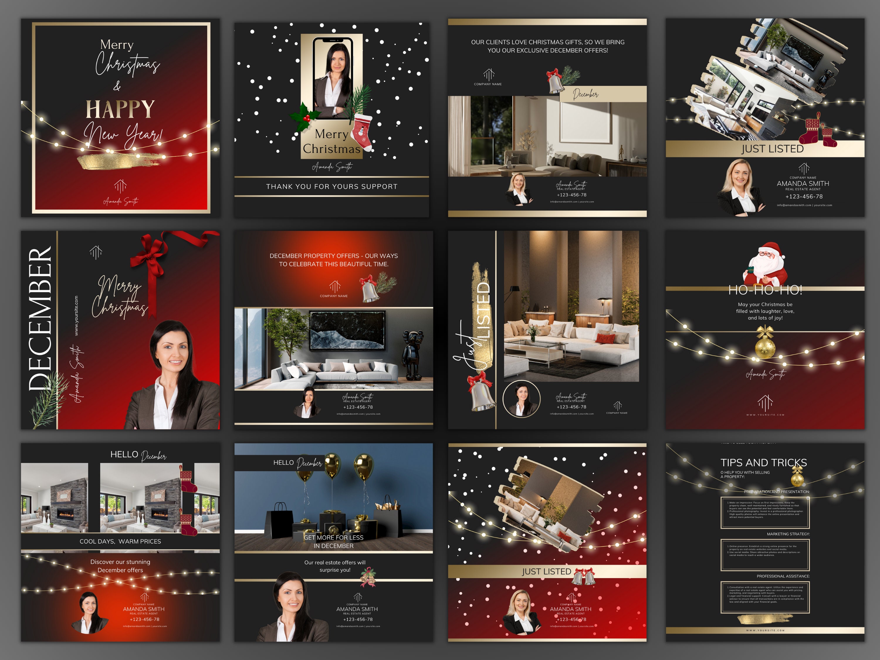 Gold Real Estate December Posts, Realtor Christmas Post, Real Estate ...