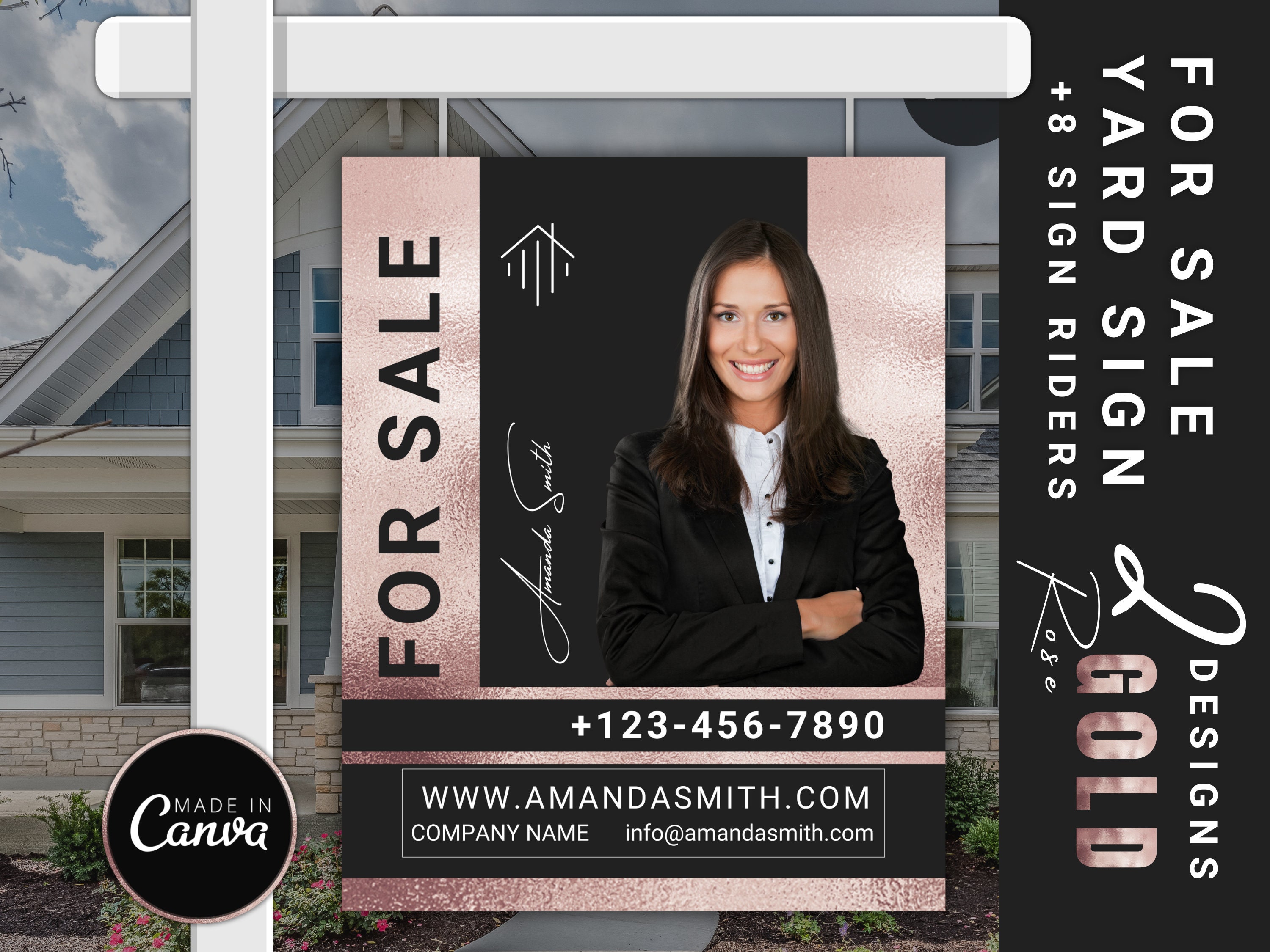 Rose Gold Realtor Yard Sign, Real Estate Agent Yard Sign, Yard Sign ...