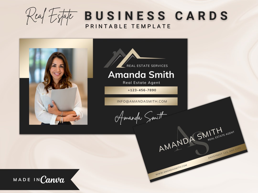 Real Estate Business Card, Business Card Template, Download and Print ...