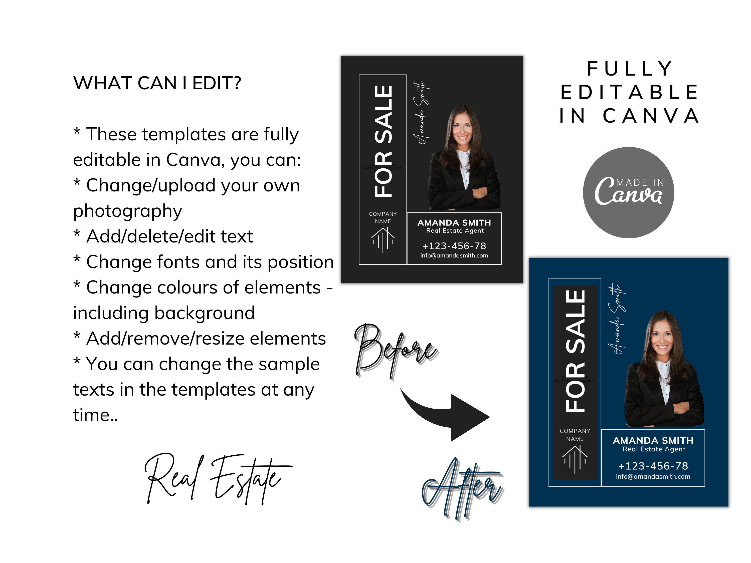 Real Estate Sign, for Sale Sign, Modern for Sale Yard Sign, Realtor ...