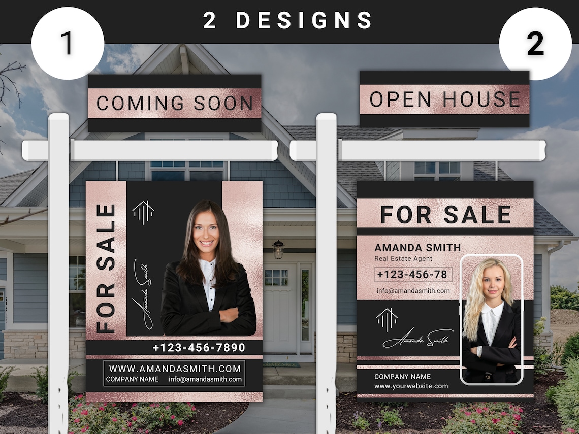Rose Gold Realtor Yard Sign, Real Estate Agent Yard Sign, Yard Sign ...