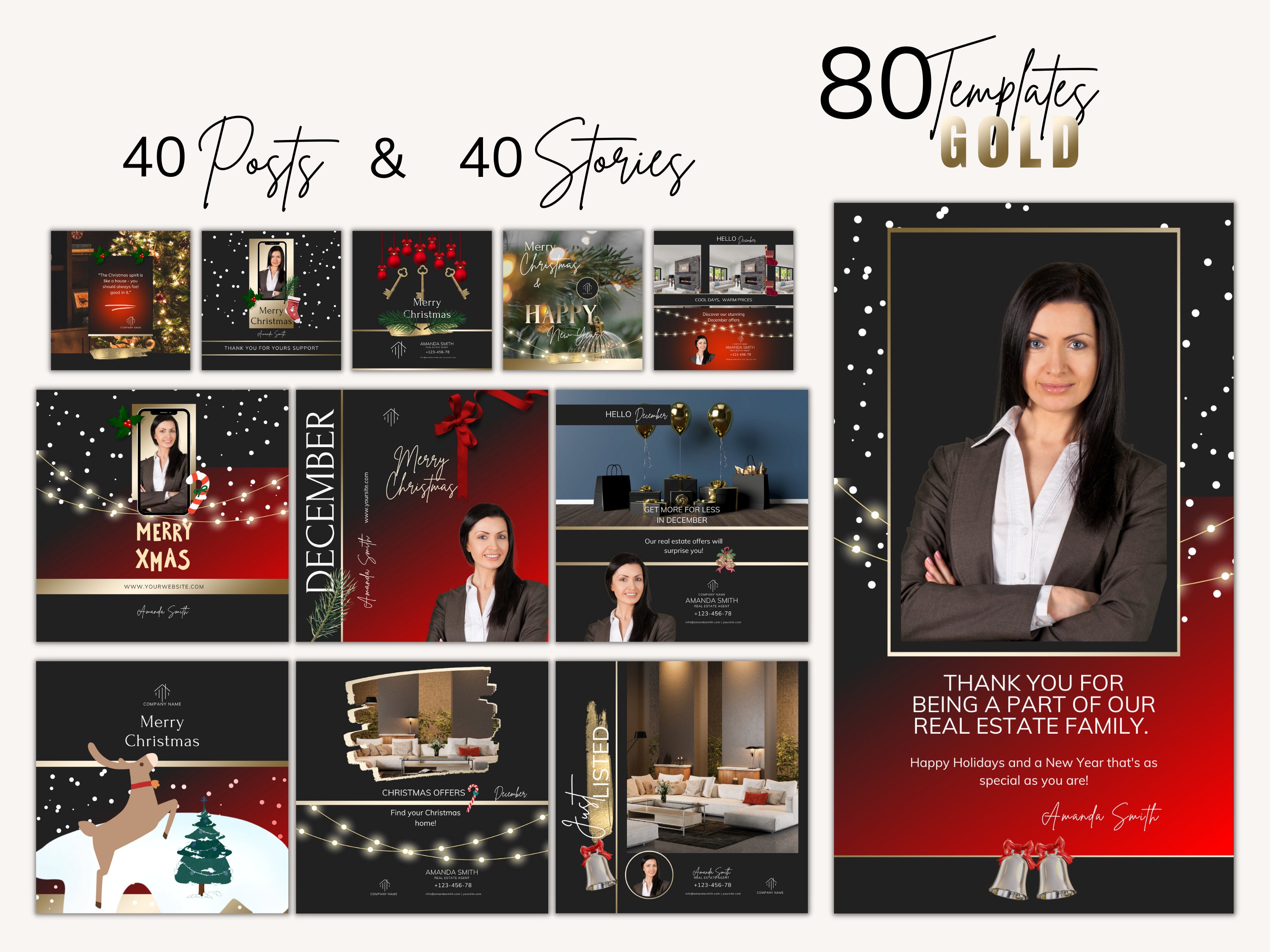 Gold Real Estate December Posts, Realtor Christmas Post, Real Estate ...