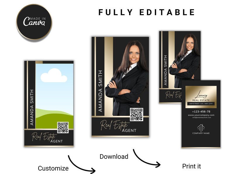 Gold Realtor Business Card: Elegant Real Estate Branding (canva ...