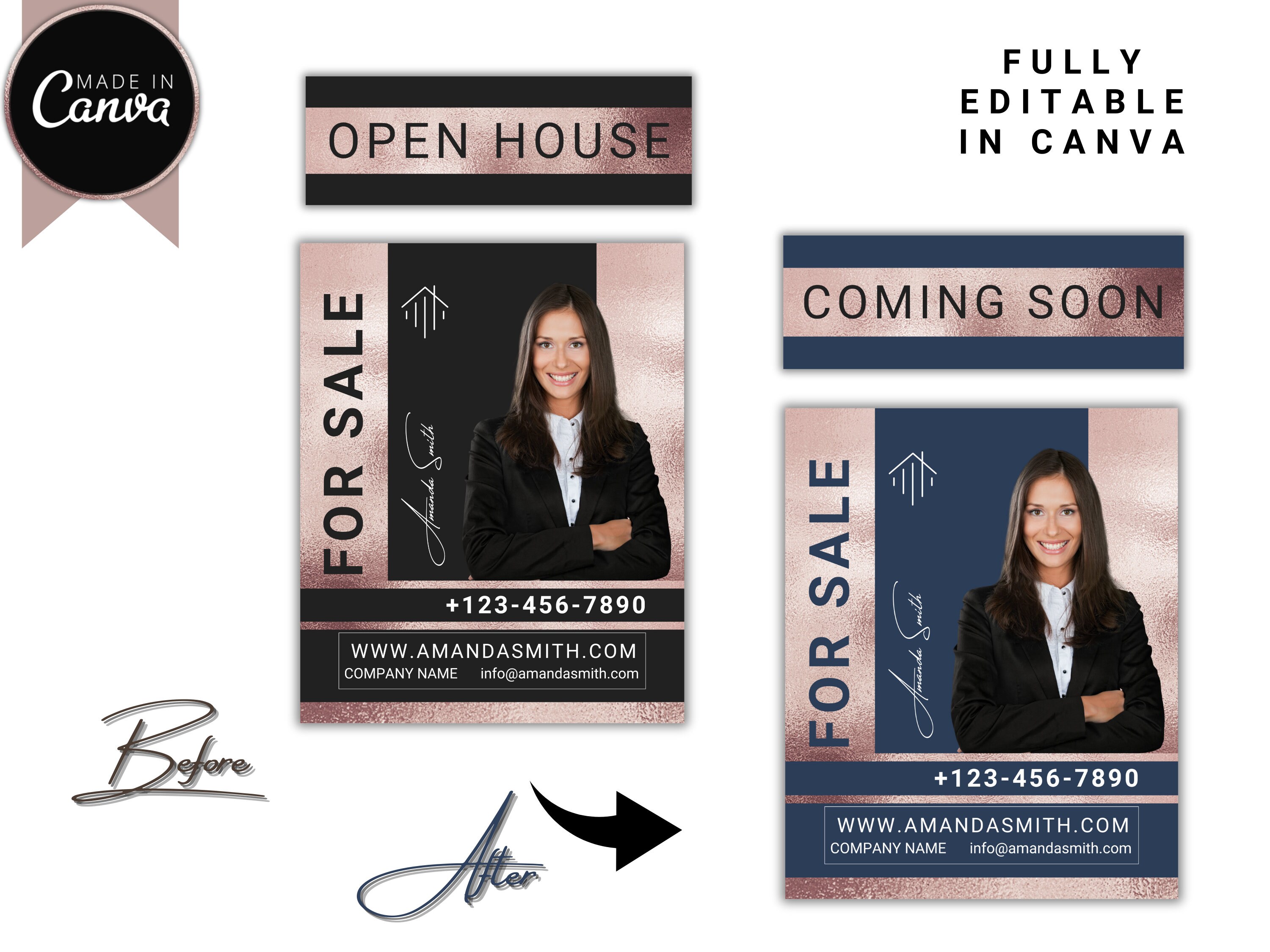 Rose Gold Realtor Yard Sign, Real Estate Agent Yard Sign, Yard Sign ...