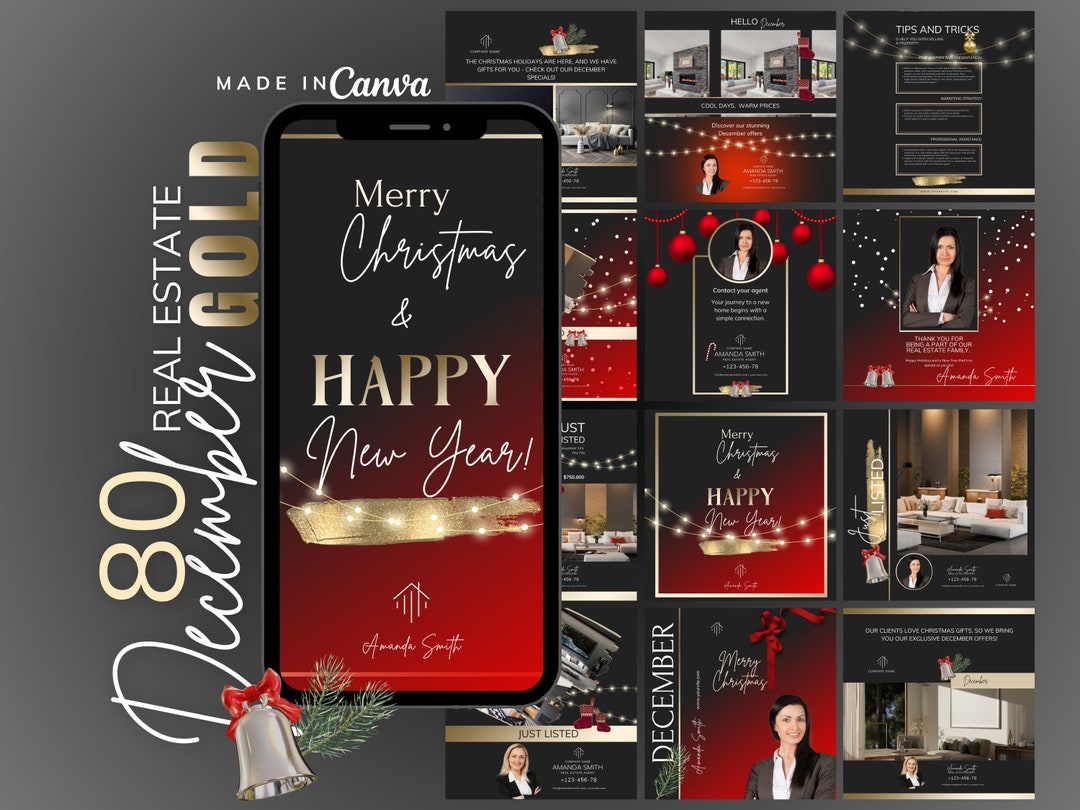 Gold Real Estate December Posts, Realtor Christmas Post, Real Estate ...