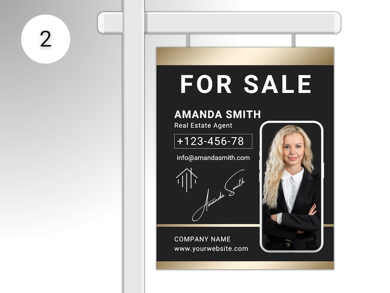 Gold & Black Real Estate Sign Template, Custom Realtor Marketing (canva ...